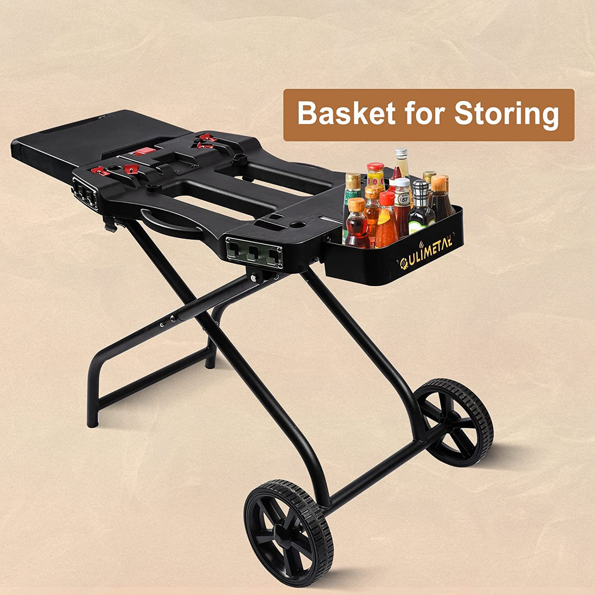 Portable Rolling Cart Folding Collapsible Grill Stand for Weber Q Seri ...